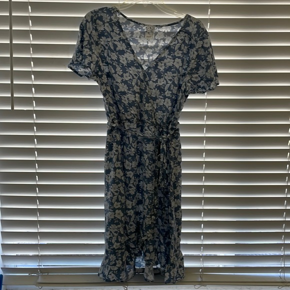 NAIF | Dresses | Naf Blue And White Floral Wrap Dress With Ruffle ...